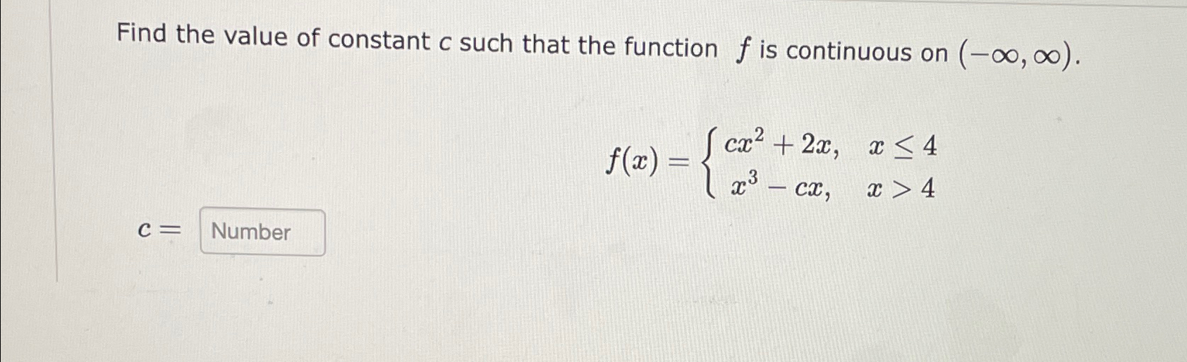 Solved Find the value of constant c ﻿such that the function | Chegg.com