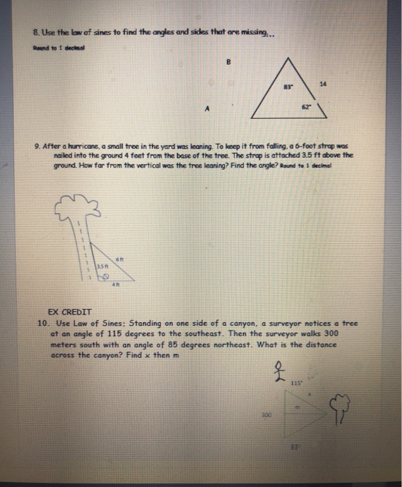 Solved 8. Use the law of sines to find the angles and sides | Chegg.com
