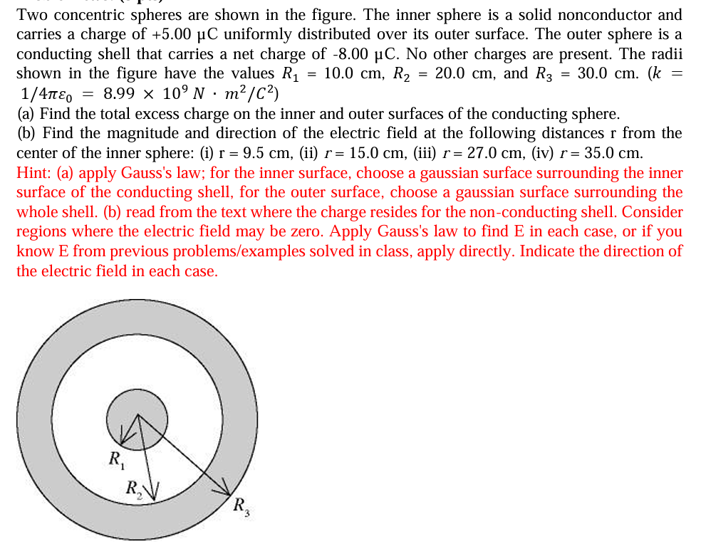 Solved Two concentric spheres are shown in the figure. The | Chegg.com