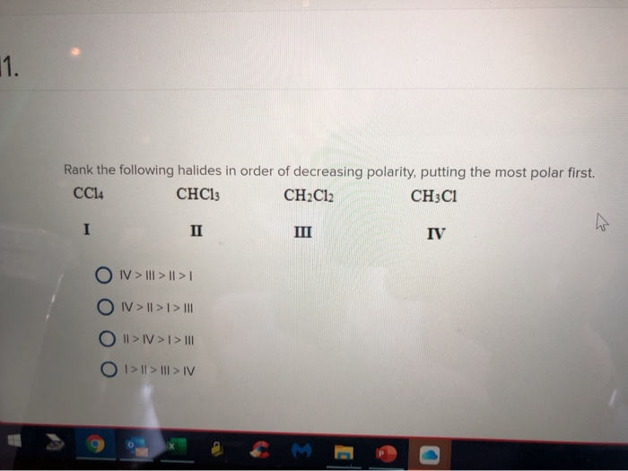 Solved Rank the following halides in order of decreasing | Chegg.com