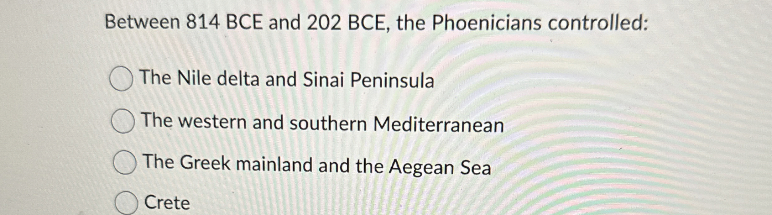 Solved Between 814 ﻿BCE and 202 ﻿BCE, the Phoenicians | Chegg.com