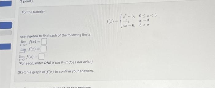 Solved (1 point) For the function use algebra to find each | Chegg.com