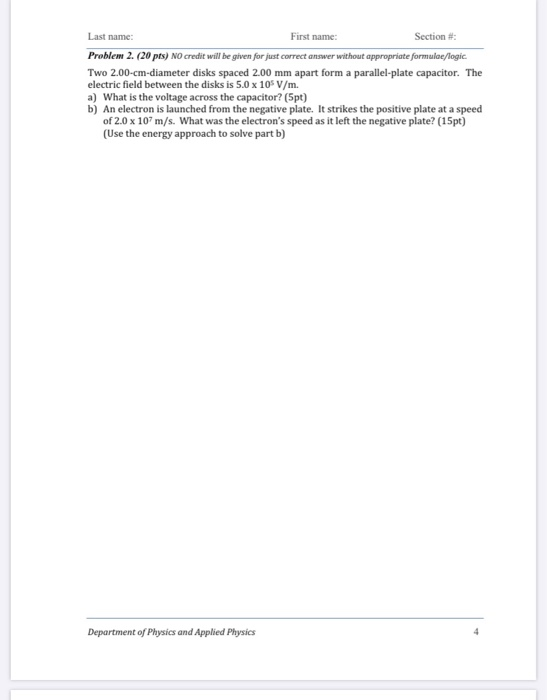 Solved Last name: First name: Section: Problem 2. (20 pts) | Chegg.com