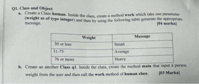 Solved - Class and Object a. Create a Class human. Inside | Chegg.com