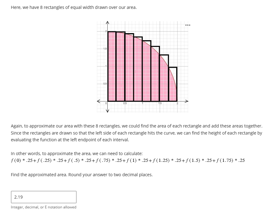 Solved Here, we have 8 ﻿rectangles of equal width drawn over | Chegg.com