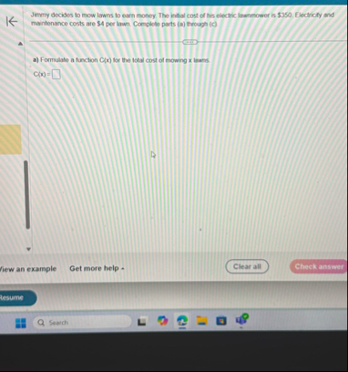 Solved Jenmy decides to mow lawns to earn money. The initial | Chegg.com