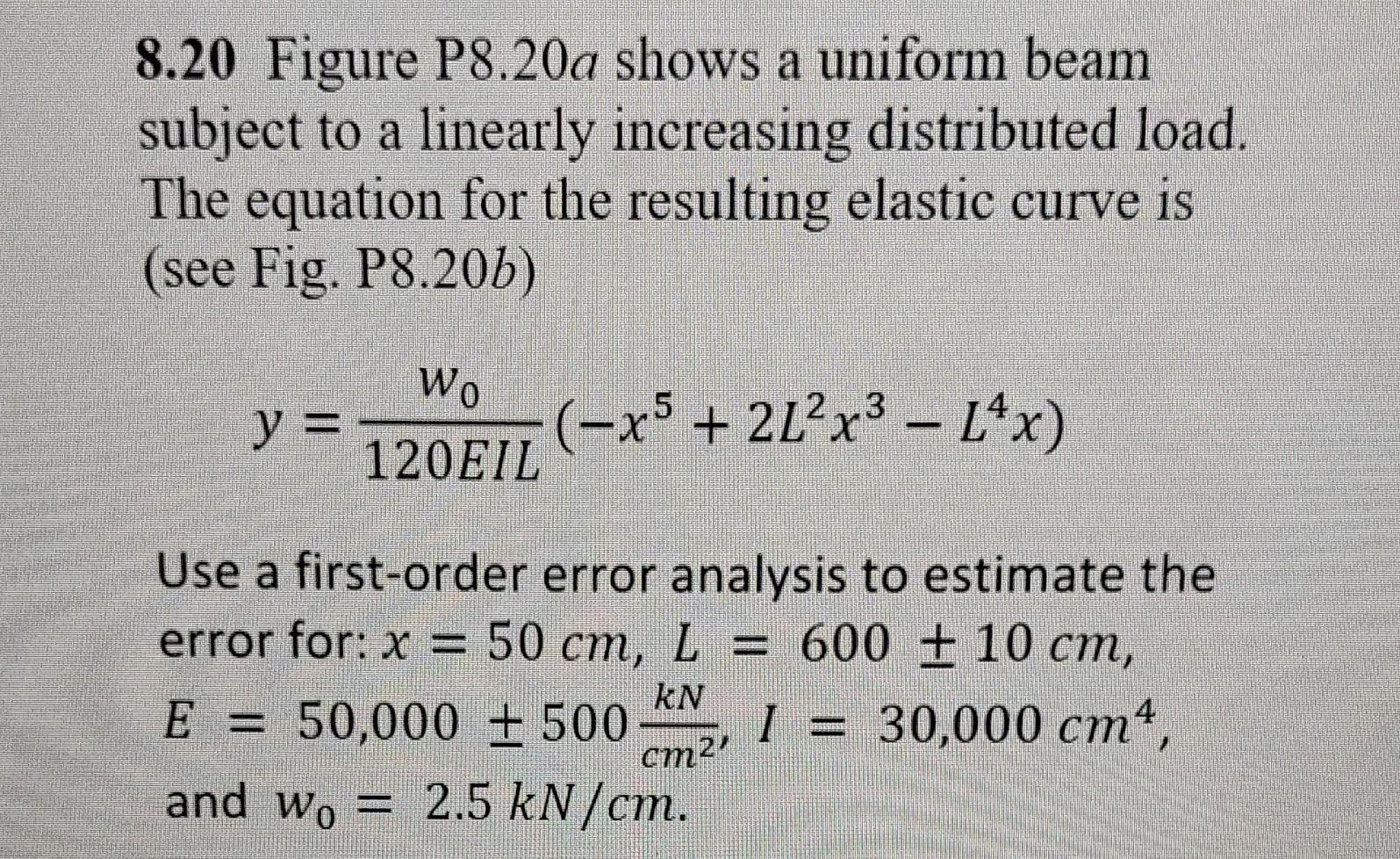 Solved 8.20 Figure P 8.20 a shows a uniform beam subject to | Chegg.com