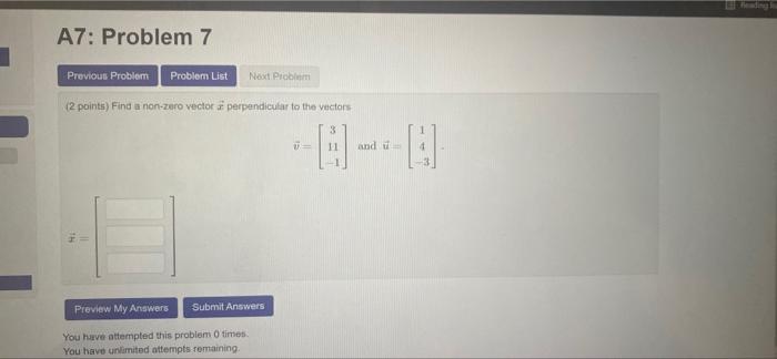 Solved A7: Problem 7 Next Problem Previous Problem Problem | Chegg.com