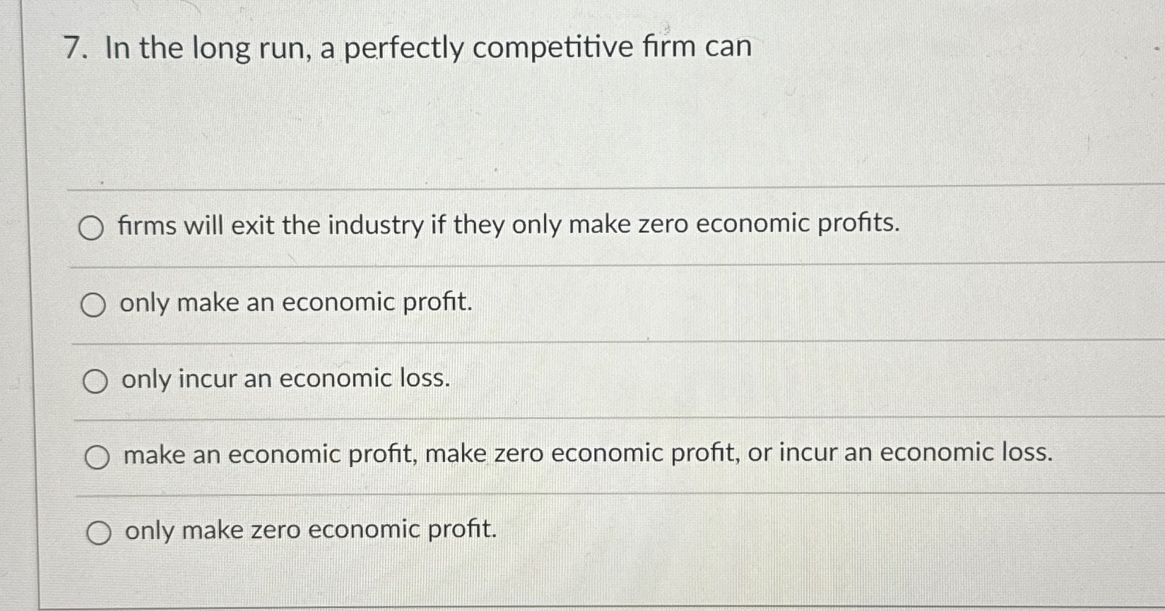 Solved In the long run, a perfectly competitive firm | Chegg.com