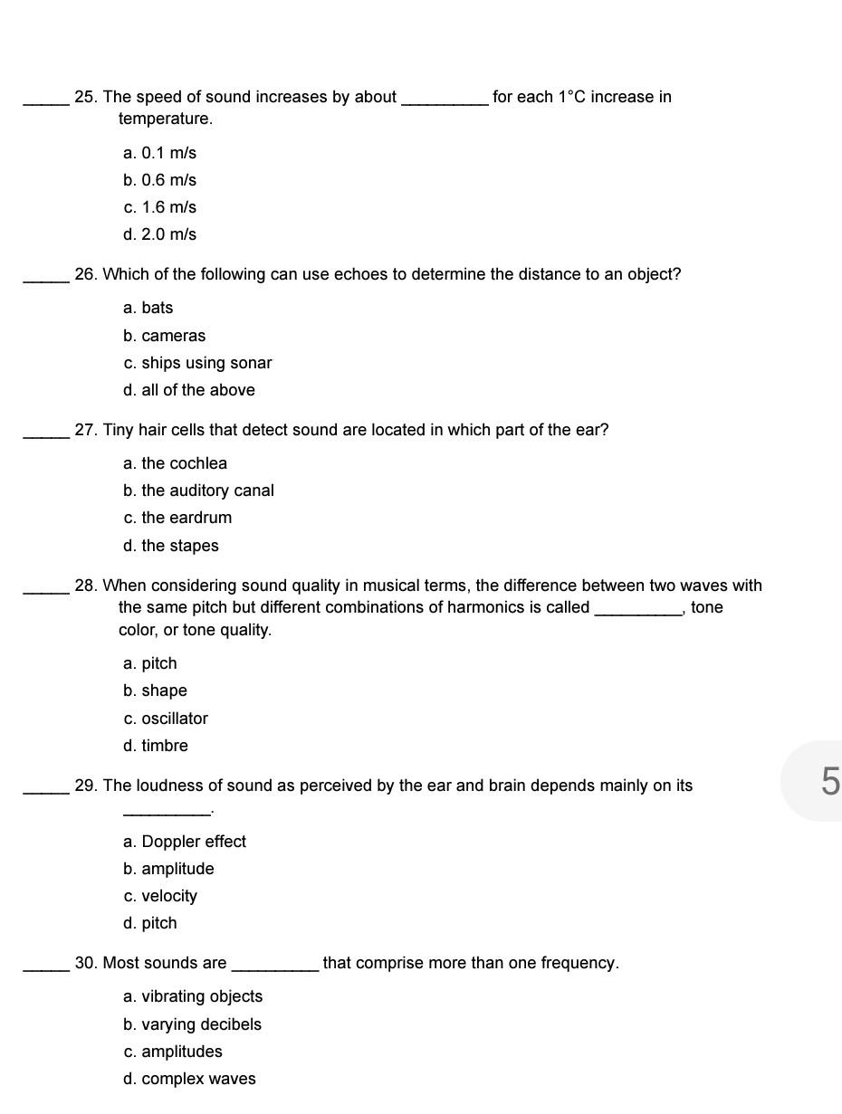 Solved 25. The speed of sound increases by about for each | Chegg.com