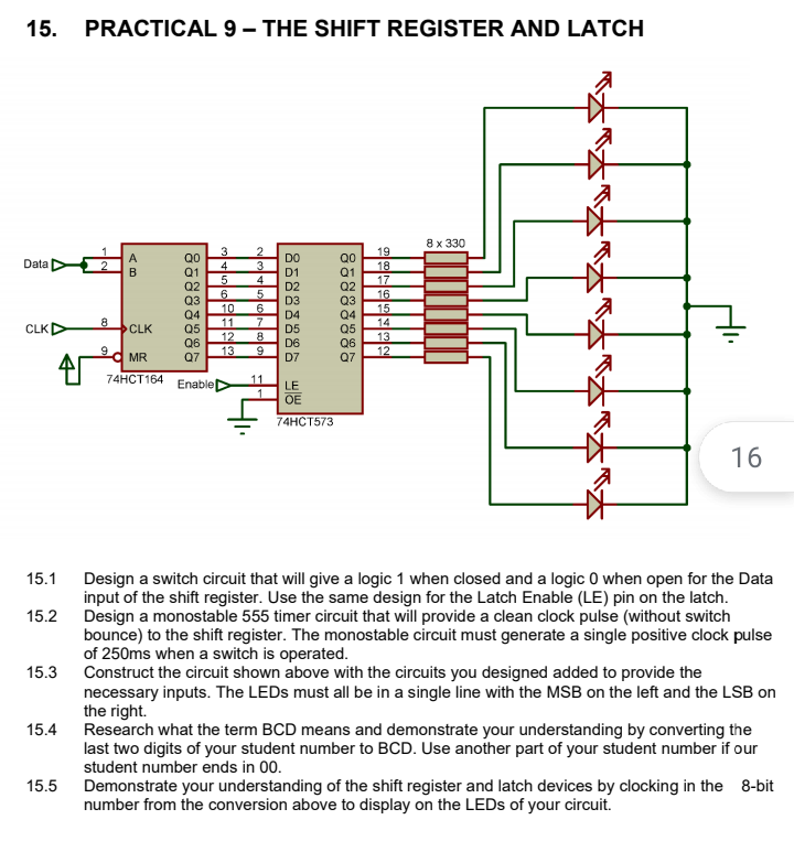Solved 15. PRACTICAL 9 - THE SHIFT REGISTER AND LATCH 15.1 | Chegg.com