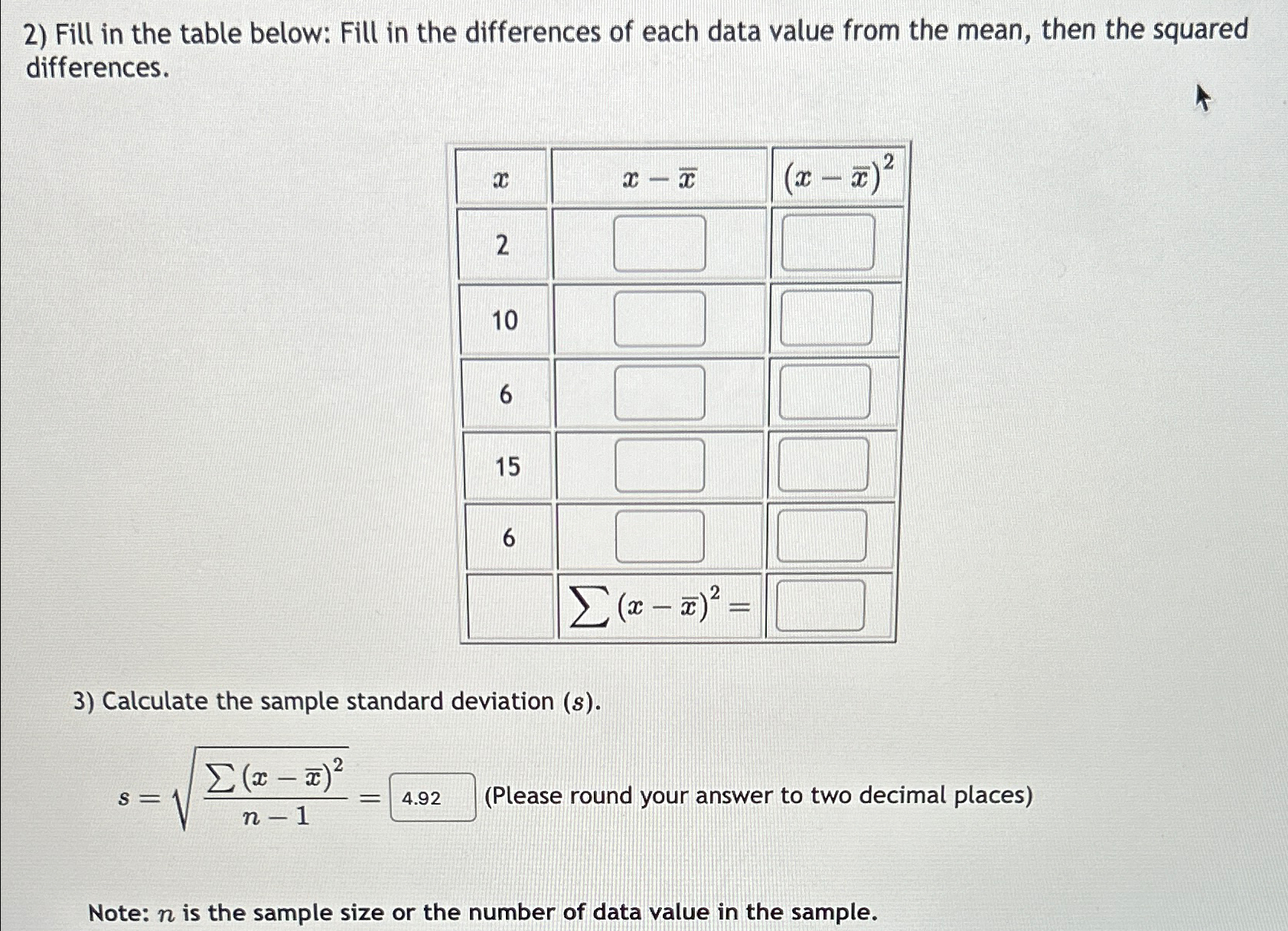 Solved Fill in the table below: Fill in the differences of | Chegg.com