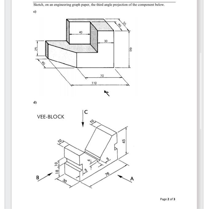 Draw three views of the following components on an | Chegg.com