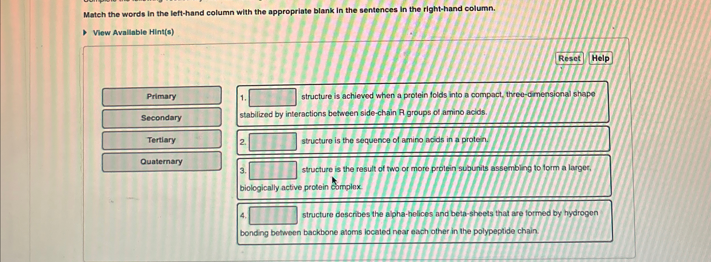 Solved Match the words in the left-hand column with the | Chegg.com