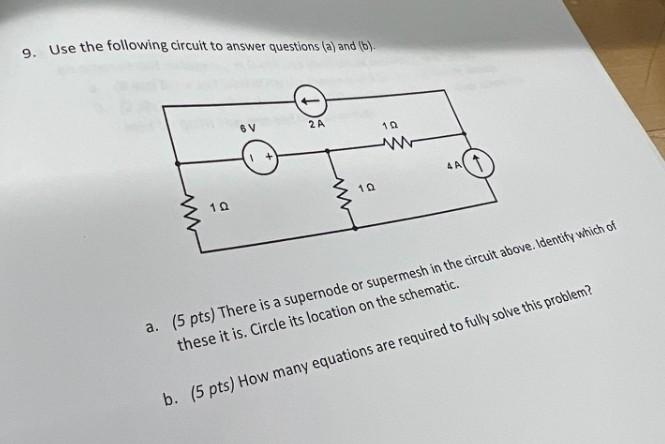 Solved 9. Use the following circuit to answer questions (a) | Chegg.com