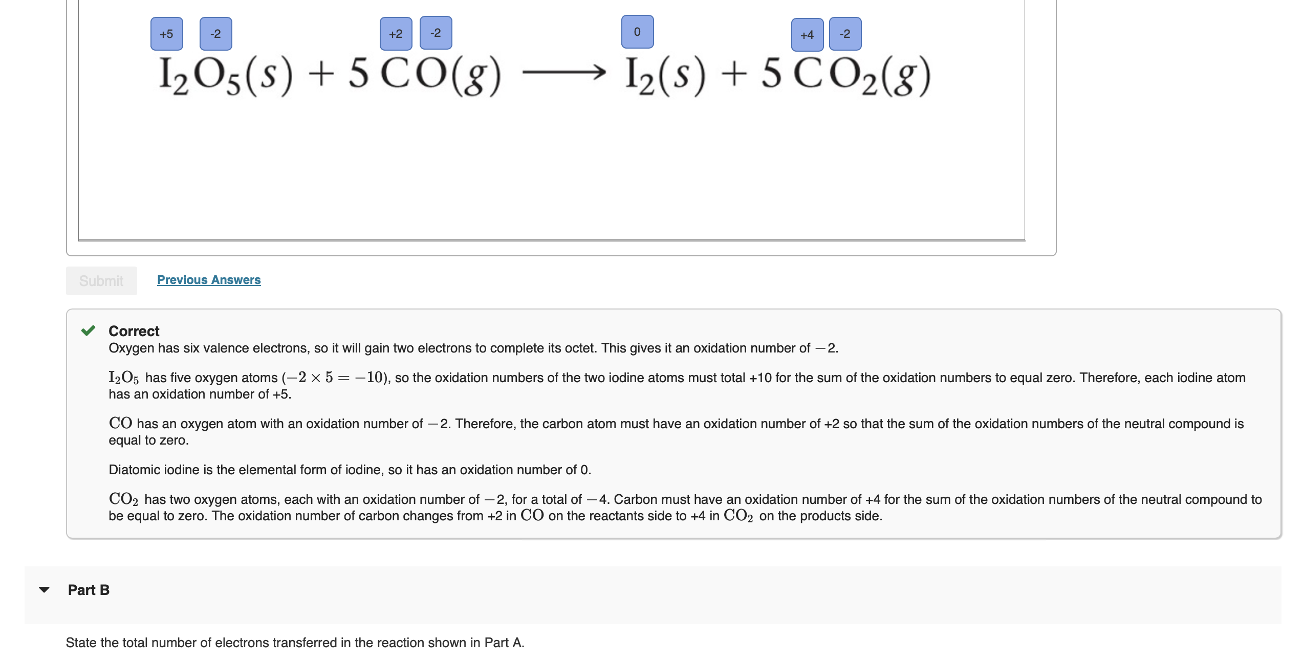 Solved State the total number of electrons transferred in | Chegg.com