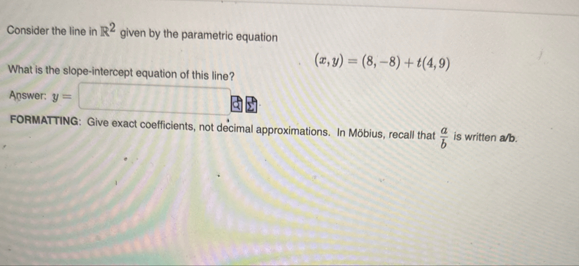 Solved Consider the line in R2 ﻿given by the parametric | Chegg.com