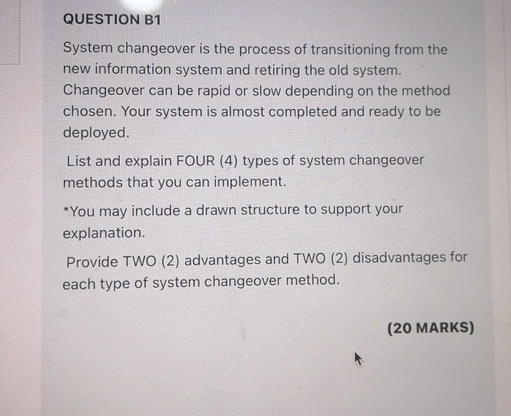 Solved System changeover is the process of transitioning | Chegg.com