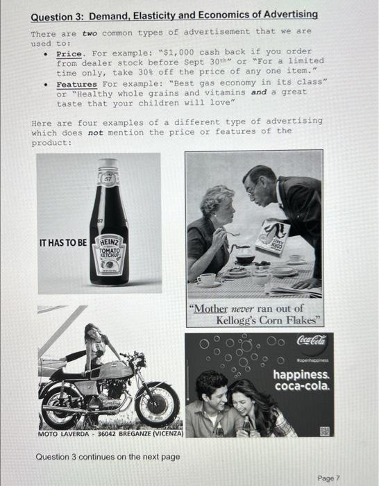 Solved Question 3: Demand, Elasticity and Economics of | Chegg.com