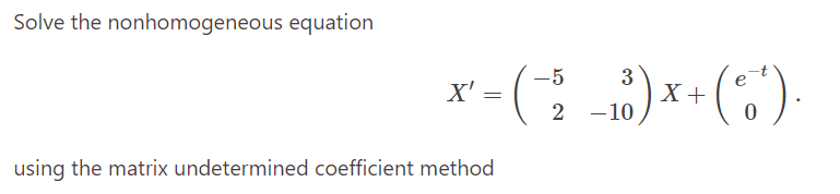 Solved Solve the nonhomogeneous | Chegg.com