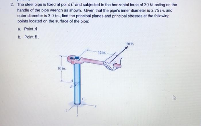 Solved 2. The steel pipe is fixed at point and subjected to | Chegg.com