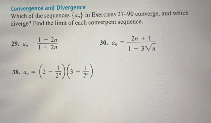 Solved Convergence and Divergence Which of the sequences | Chegg.com