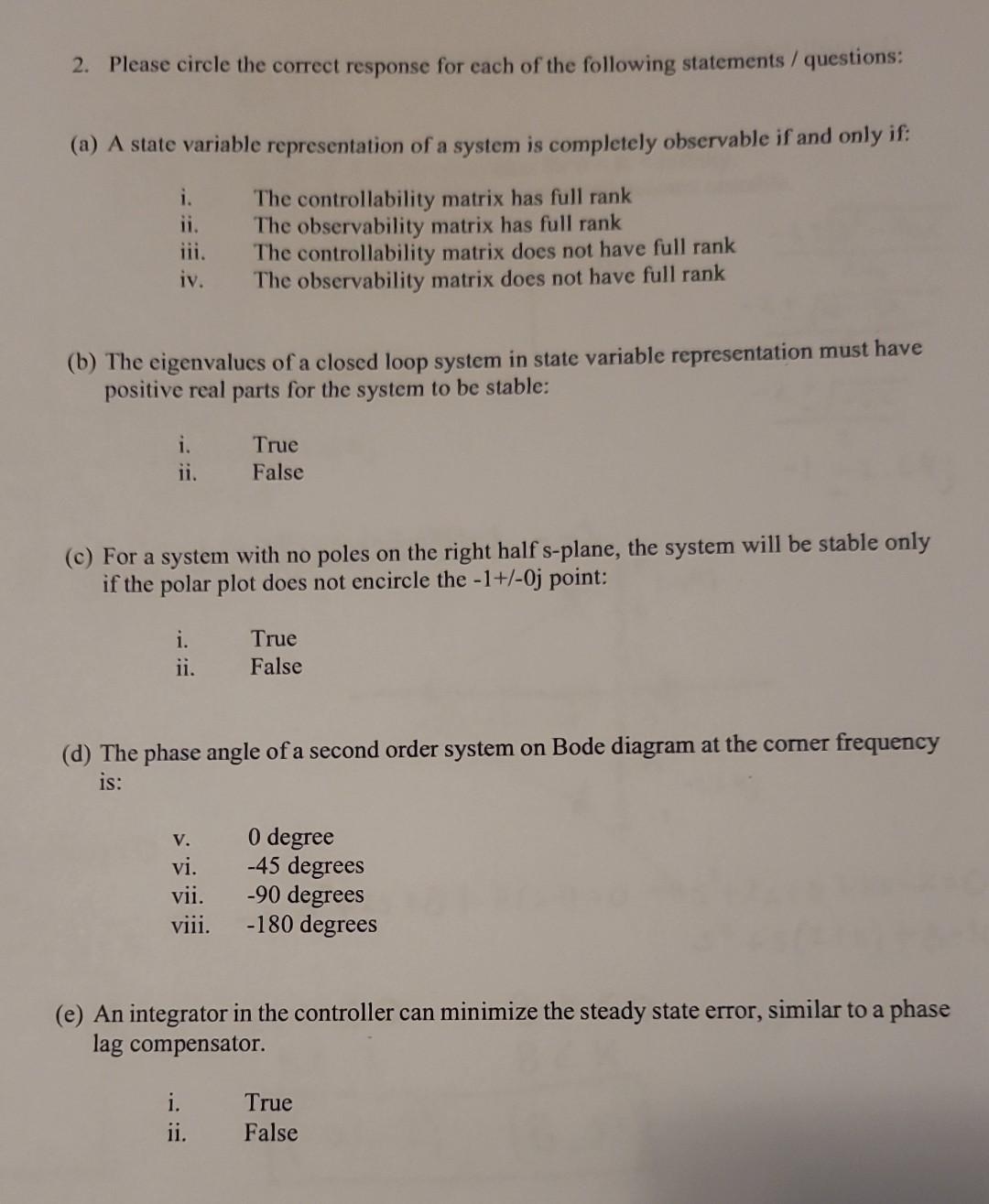 Solved (a) A state variable representation of a system is | Chegg.com