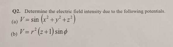 Solved Q2. Determine the electric field intensity due to the | Chegg.com