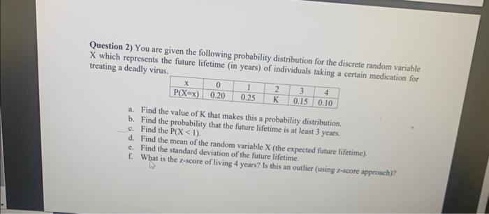 Solved Question 2) You are given the following probability | Chegg.com
