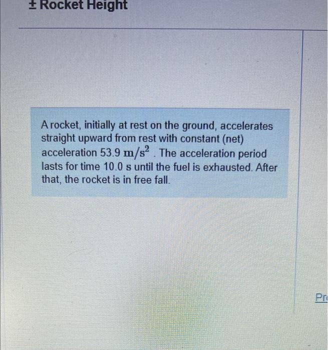 Solved A rocket, initially at rest on the ground, | Chegg.com