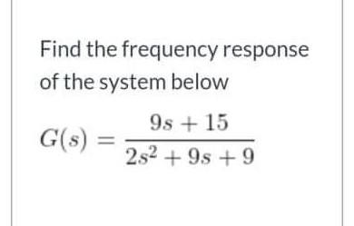 Solved Find the frequency response of the system below | Chegg.com