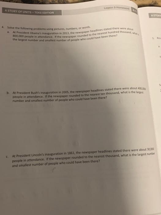 Solved Lesson 9 Homework A STORY OF UNITS - TEKS EDITION | Chegg.com