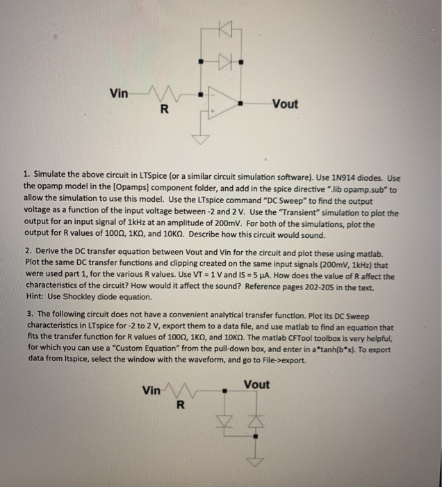 Vin A . Vout 1. Simulate the above circuit in LTSpice | Chegg.com