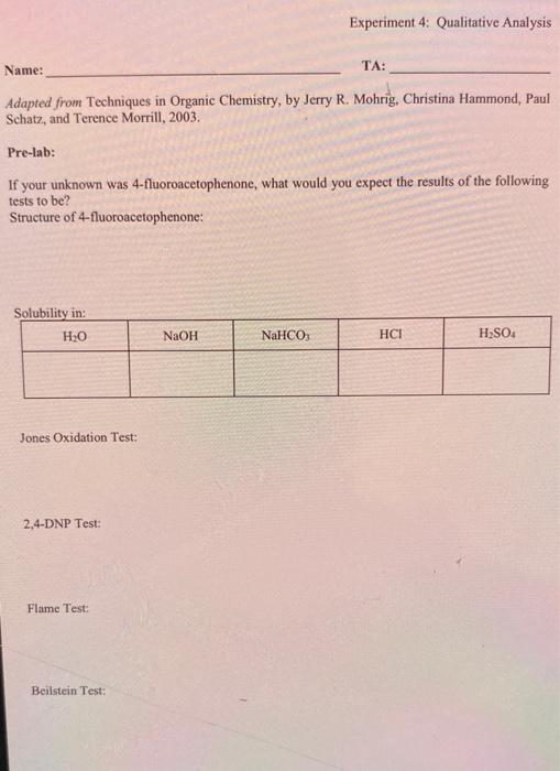 Solved Experiment 4: Qualitative Analysis TA: Name: Adapted | Chegg.com Solved Experiment 4: Qualitative Analysis TA: Name: Adapted | Chegg.com