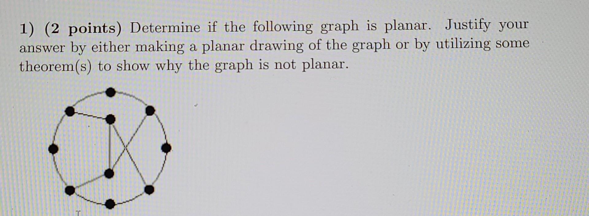Solved 1) (2 points) Determine if the following graph is | Chegg.com