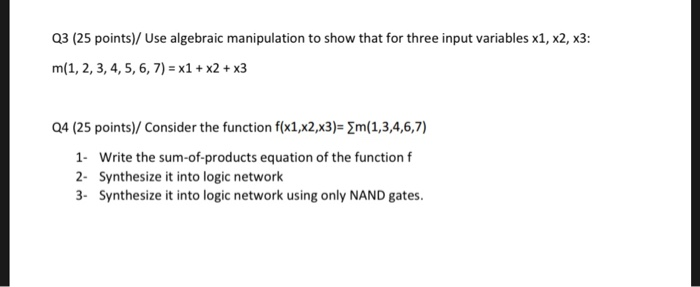 Solved Q3 25 Pointsuse Algebraic Manipulation To Show 