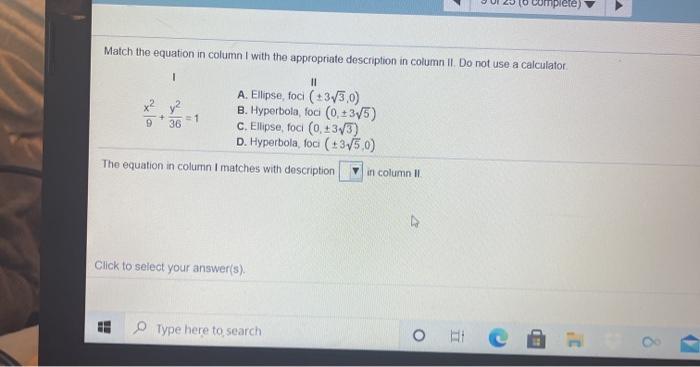 Solved mashed equation and column I with the appropriate | Chegg.com