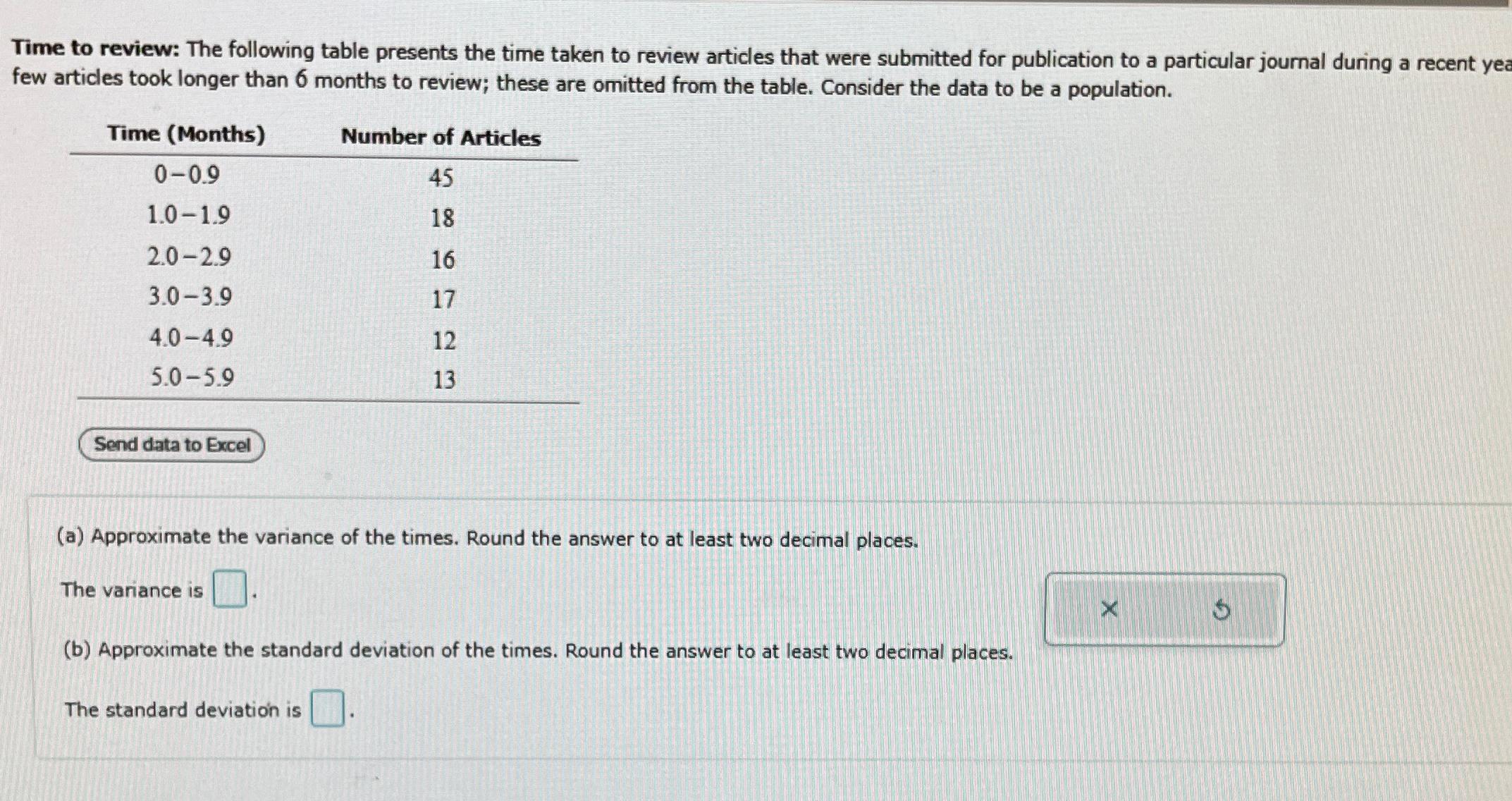 Solved Time to review: The following table presents the time | Chegg.com