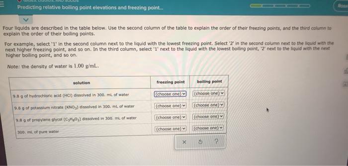 Solved Predicting relative boiling point elevations and | Chegg.com