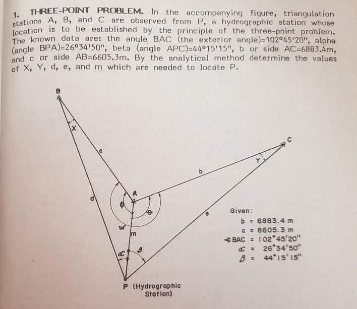 Solved 1. THREE-POINT PROBLEM. In the accompanying figure, | Chegg.com