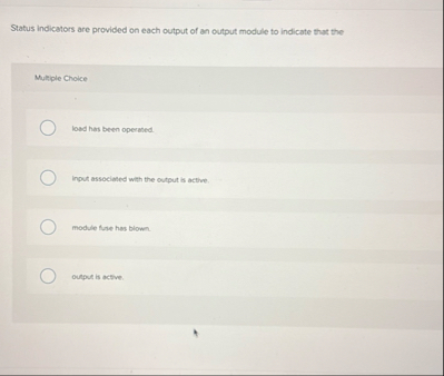 Solved Status indicators are provided on each output of an | Chegg.com