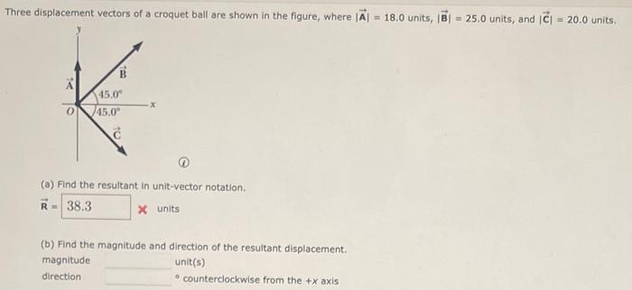 Solved Three displacement vectors of a croquet ball are | Chegg.com