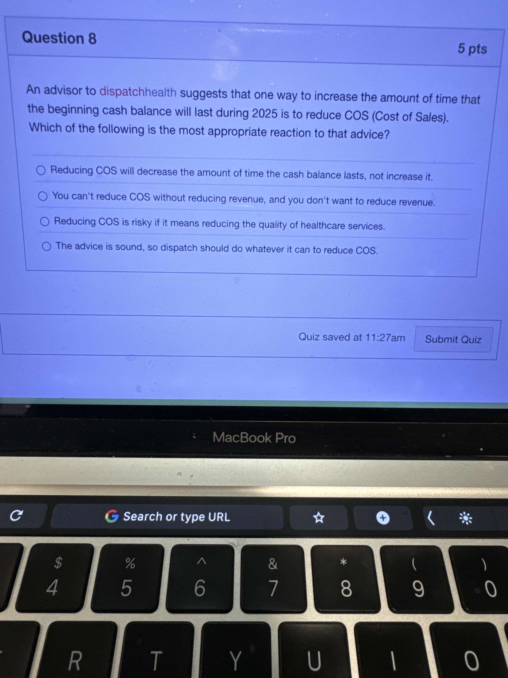Solved Question 8An advisor to dispatchhealth suggests that | Chegg.com