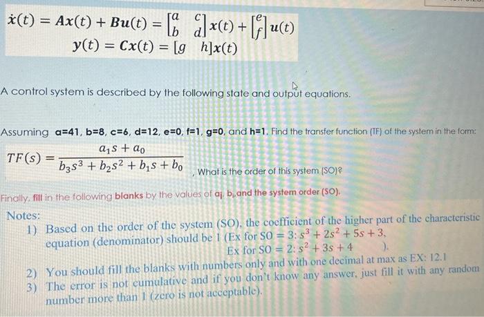 Solved [ egin{array}{c} dot{x}(t)=A | Chegg.com