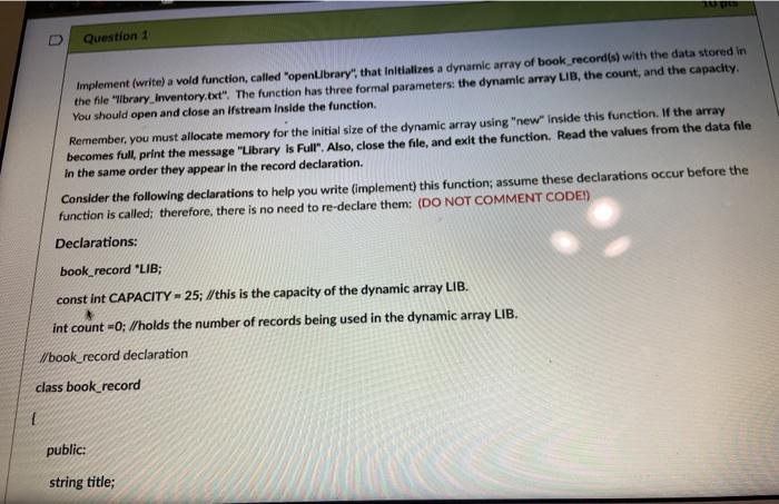 Solved Question 1 Implement Write A Vold Function Called