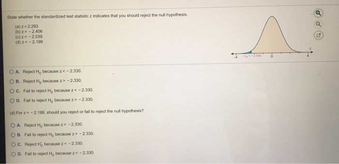 Solved State whether the standardized test statistic z | Chegg.com
