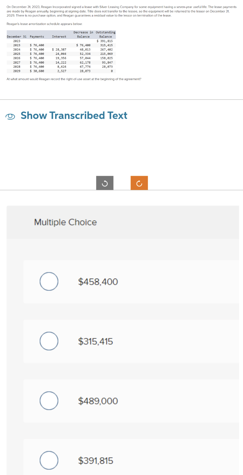 Solved On December 31, 2023, Reagan Incorporated signed a | Chegg.com