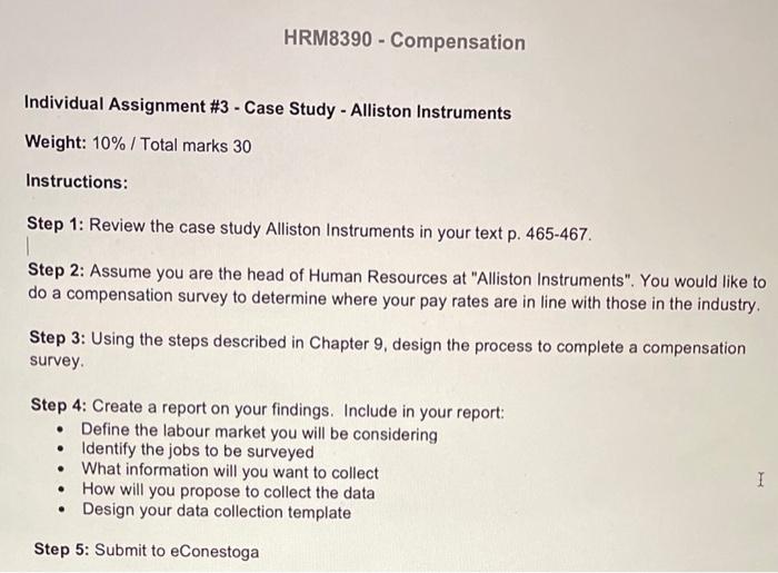 HRM8390 - Compensation Individual Assignment \#3 - | Chegg.com