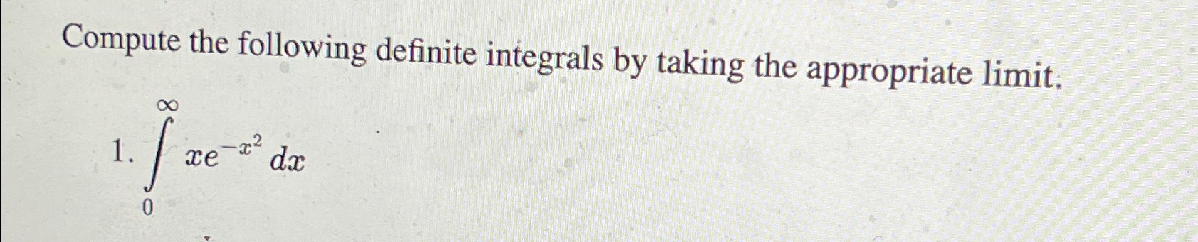 Solved Compute the following definite integrals by taking | Chegg.com