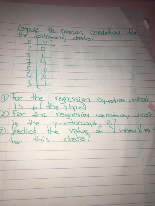 Solved à 1 Compute the pearson correlation for the following | Chegg.com